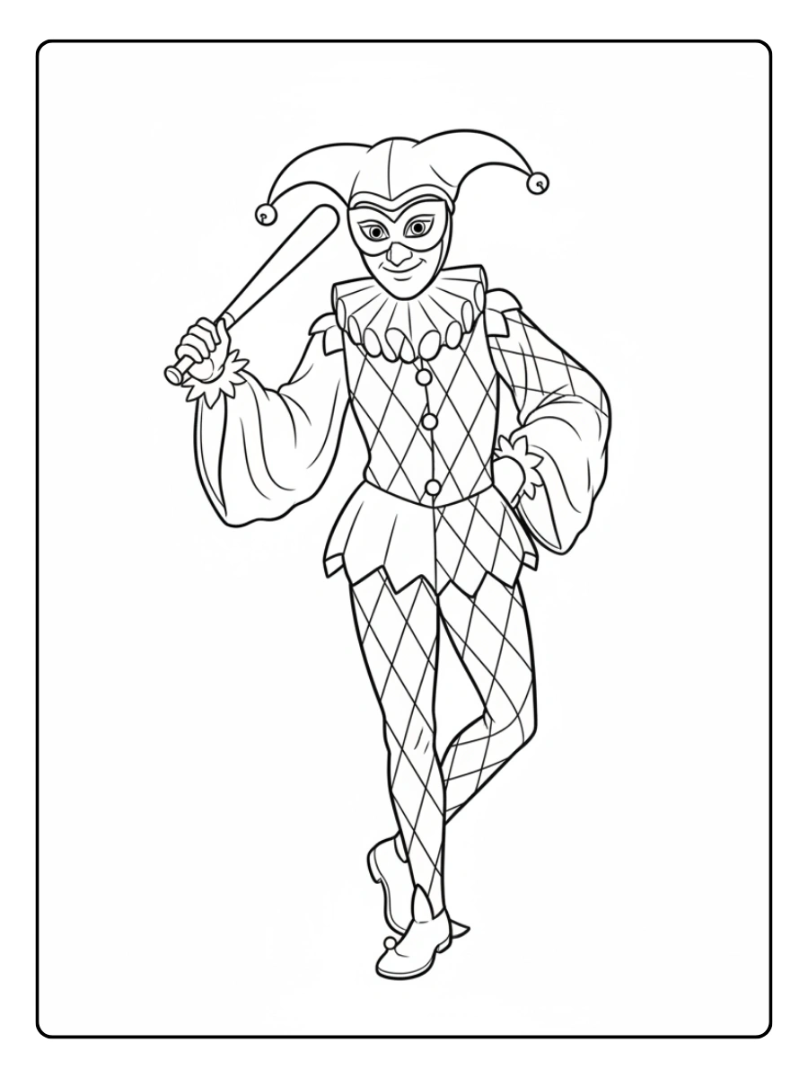 Gratuito Disegni da Colorare Arlecchino (PDF da stampare) - Gencolorare