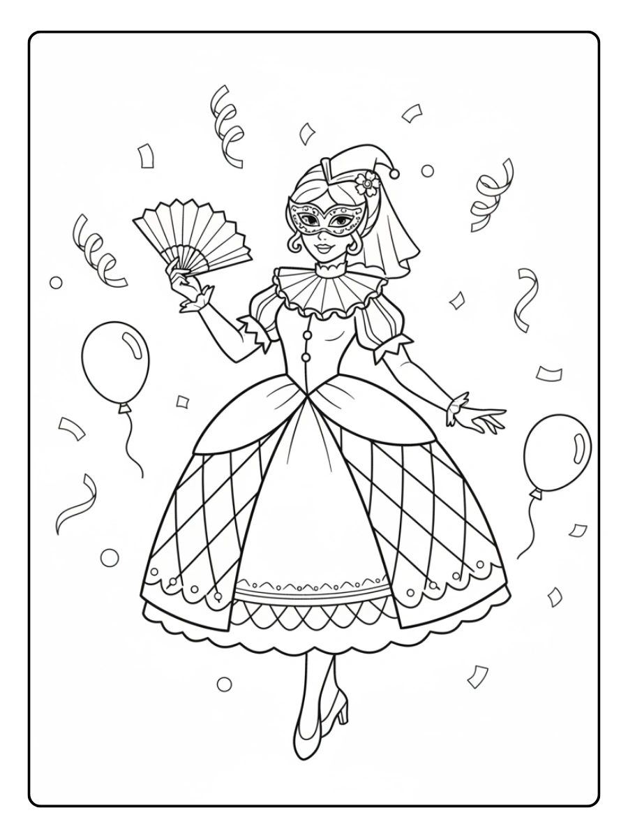 Gratuito Disegni da Colorare del Carnevale (PDF da stampare) - Gencolorare