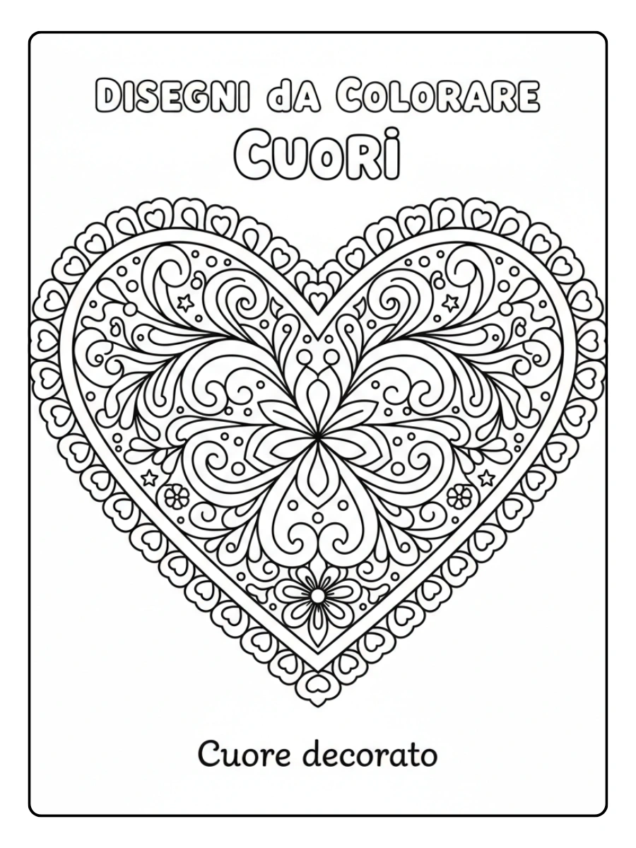 Gratuito Disegni da Colorare Cuori (PDF da stampare) - Gencolorare
