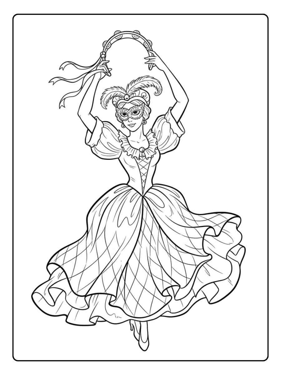 Gratuito Disegni di Colombina da Colorare (PDF da stampare) - Gencolorare
