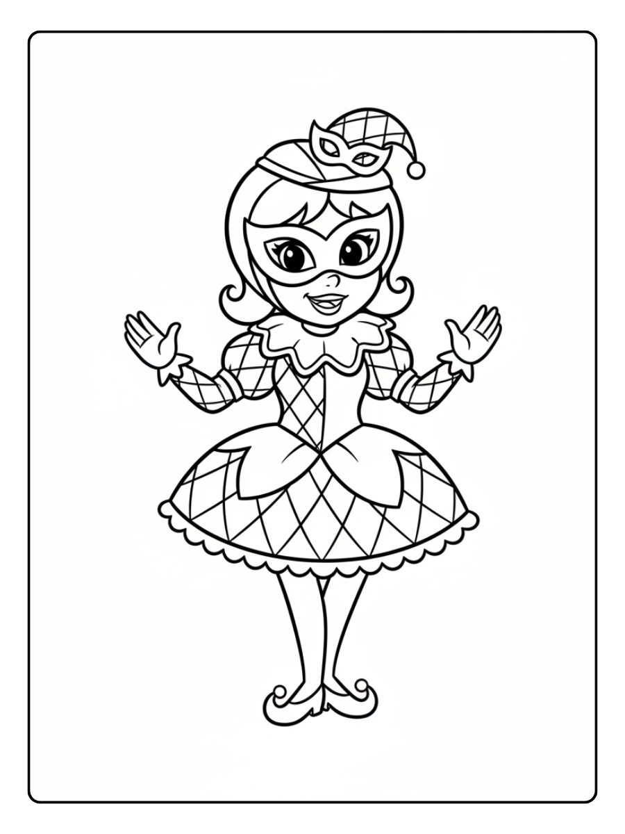 Gratuito Disegni di Colombina da Colorare (PDF da stampare) - Gencolorare
