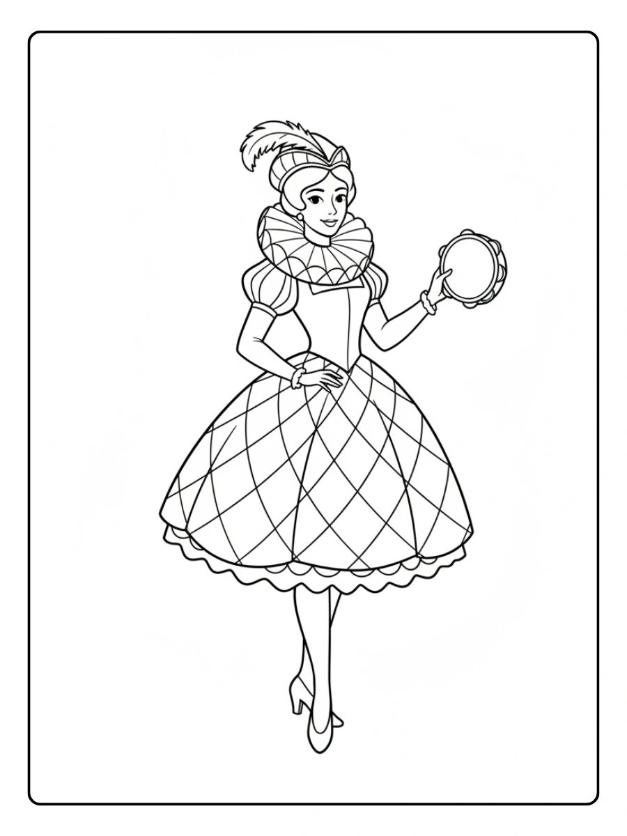 Gratuito Disegni di Colombina da Colorare (PDF da stampare) - Gencolorare