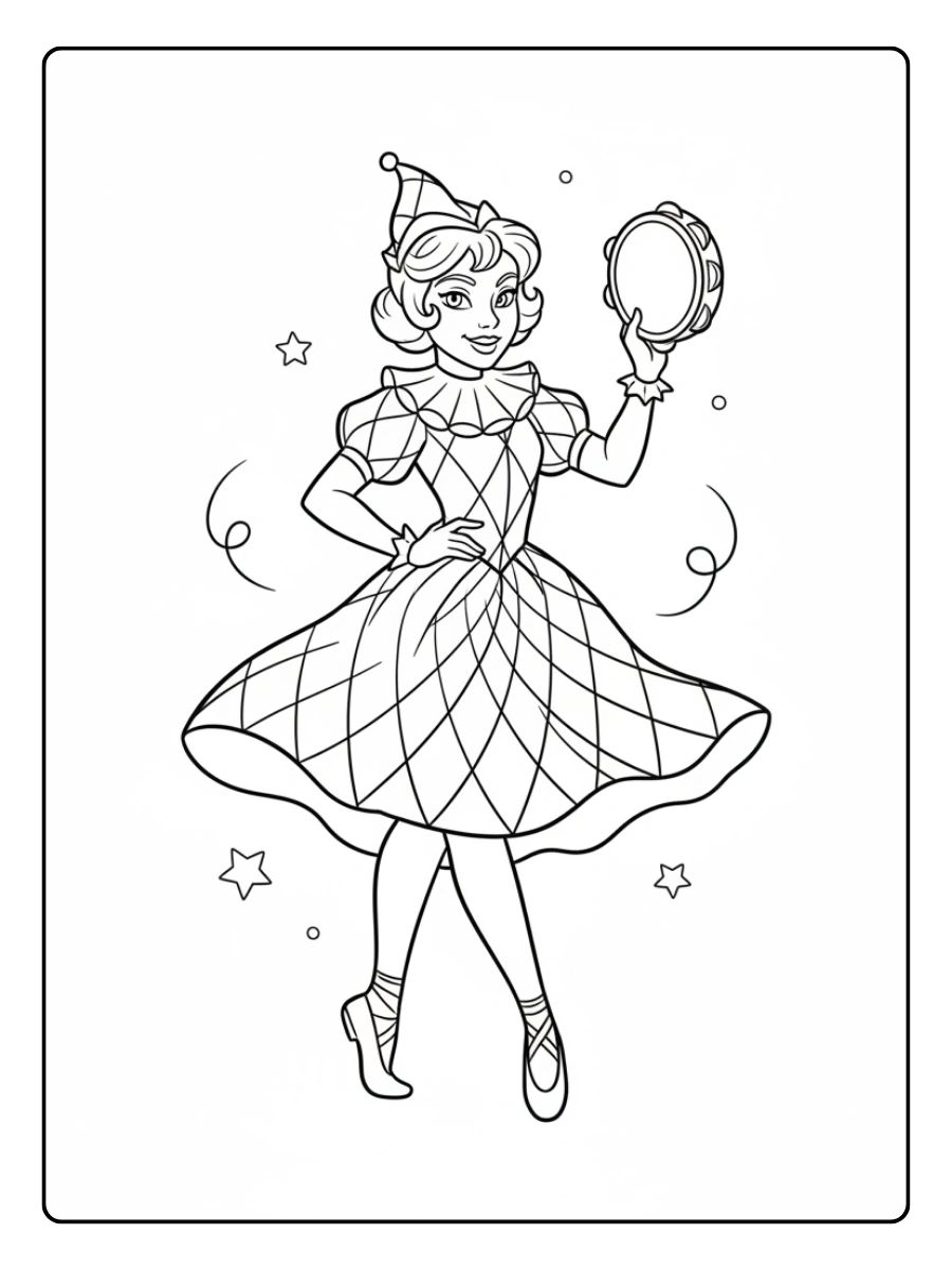 Gratuito Disegni di Colombina da Colorare (PDF da stampare) - Gencolorare