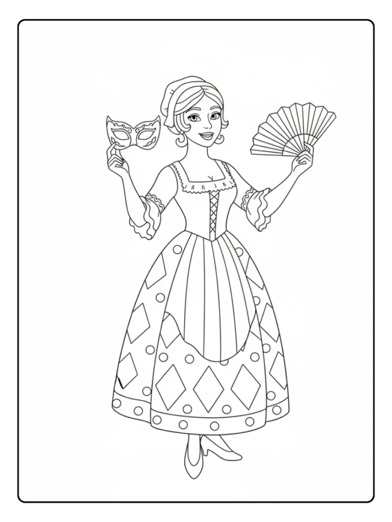 Gratuito Disegni di Colombina da Colorare (PDF da stampare) - Gencolorare