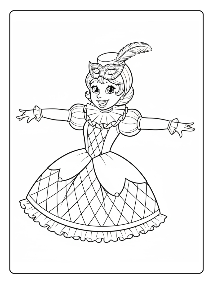 Gratuito Disegni di Colombina da Colorare (PDF da stampare) - Gencolorare