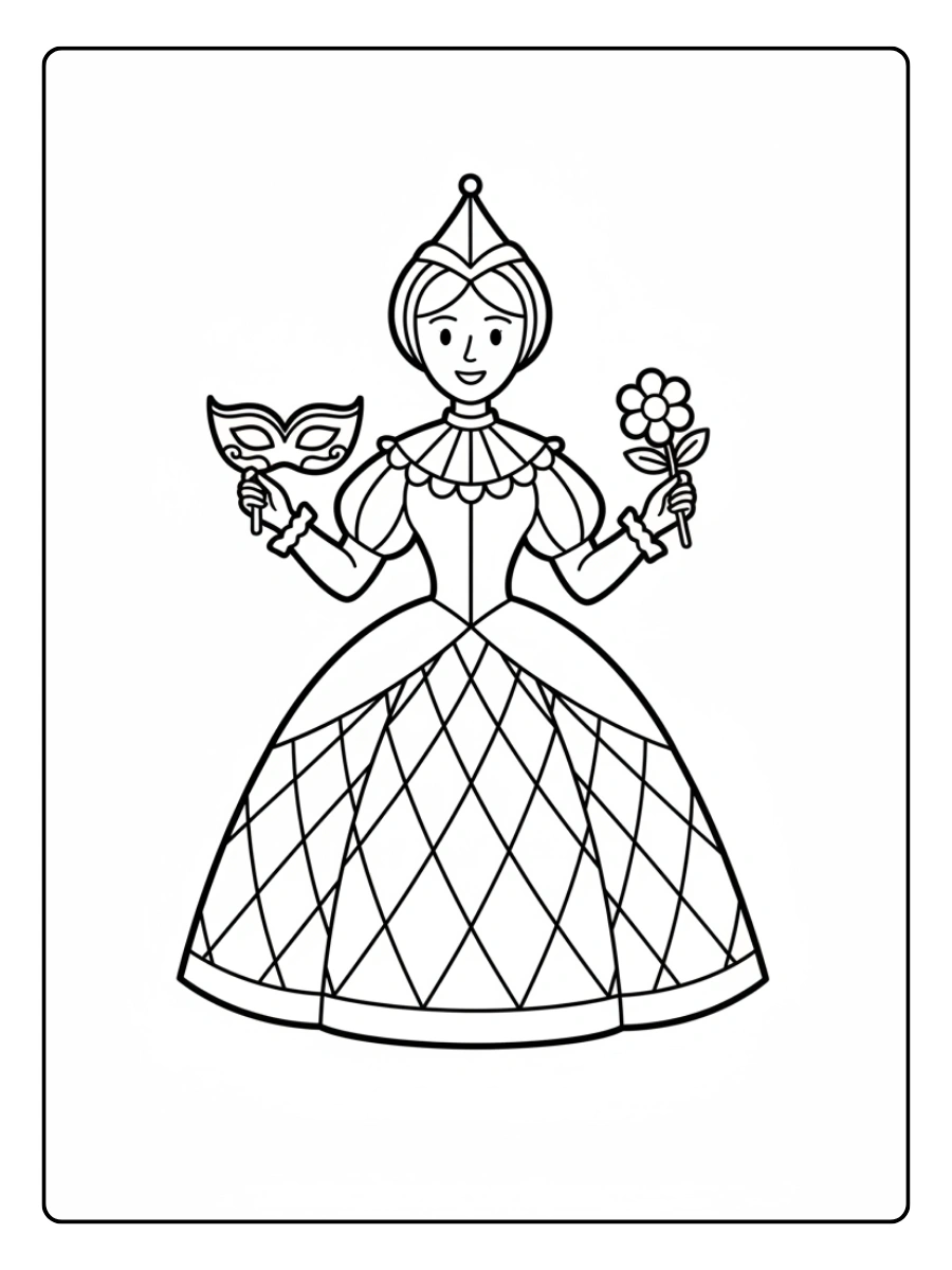 Gratuito Disegni di Colombina da Colorare (PDF da stampare) - Gencolorare
