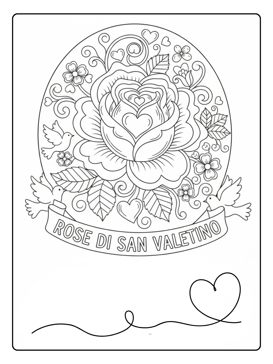 Gratuito Rose di San Valentino da Colorare (PDF da stampare) - Gencolorare
