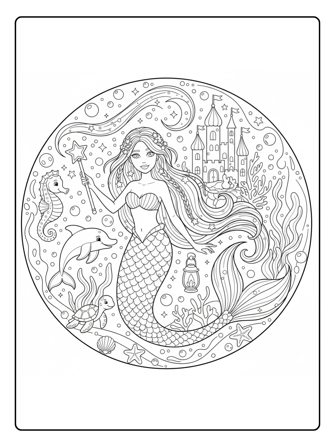 Gratuito Disegni Sirena da Colorare (PDF da stampare) - Gencolorare
