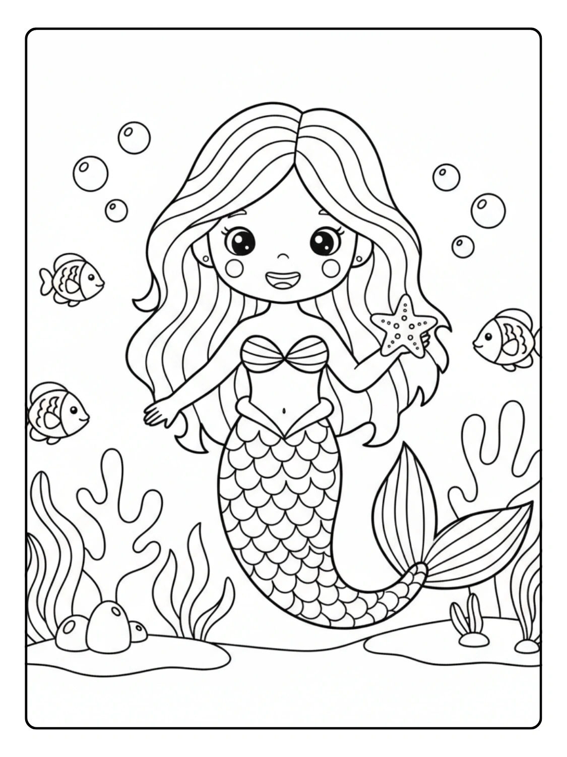 Gratuito Disegni Sirena da Colorare (PDF da stampare) - Gencolorare
