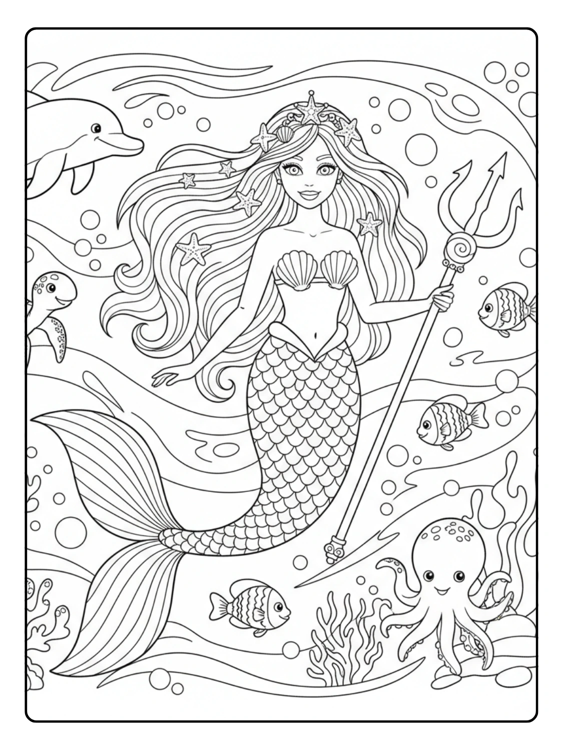 Gratuito Disegni Sirena da Colorare (PDF da stampare) - Gencolorare